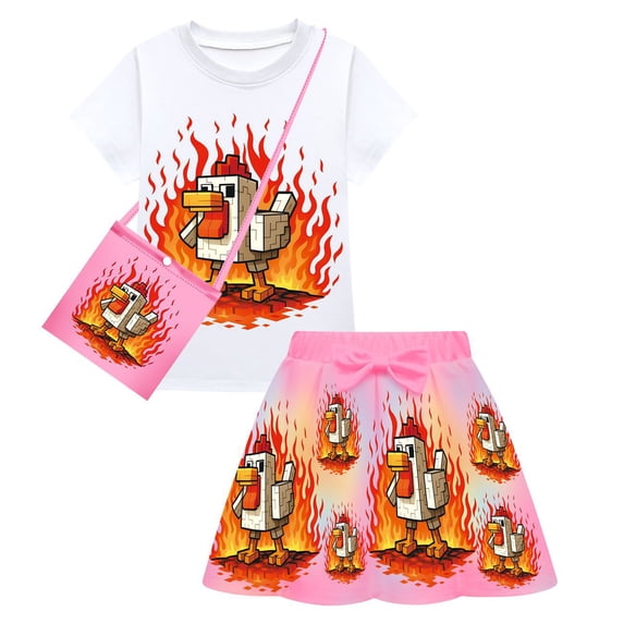 Kids Girls Steve's Lava Chicken Anime Cartoon Graphics Printed Costume ...