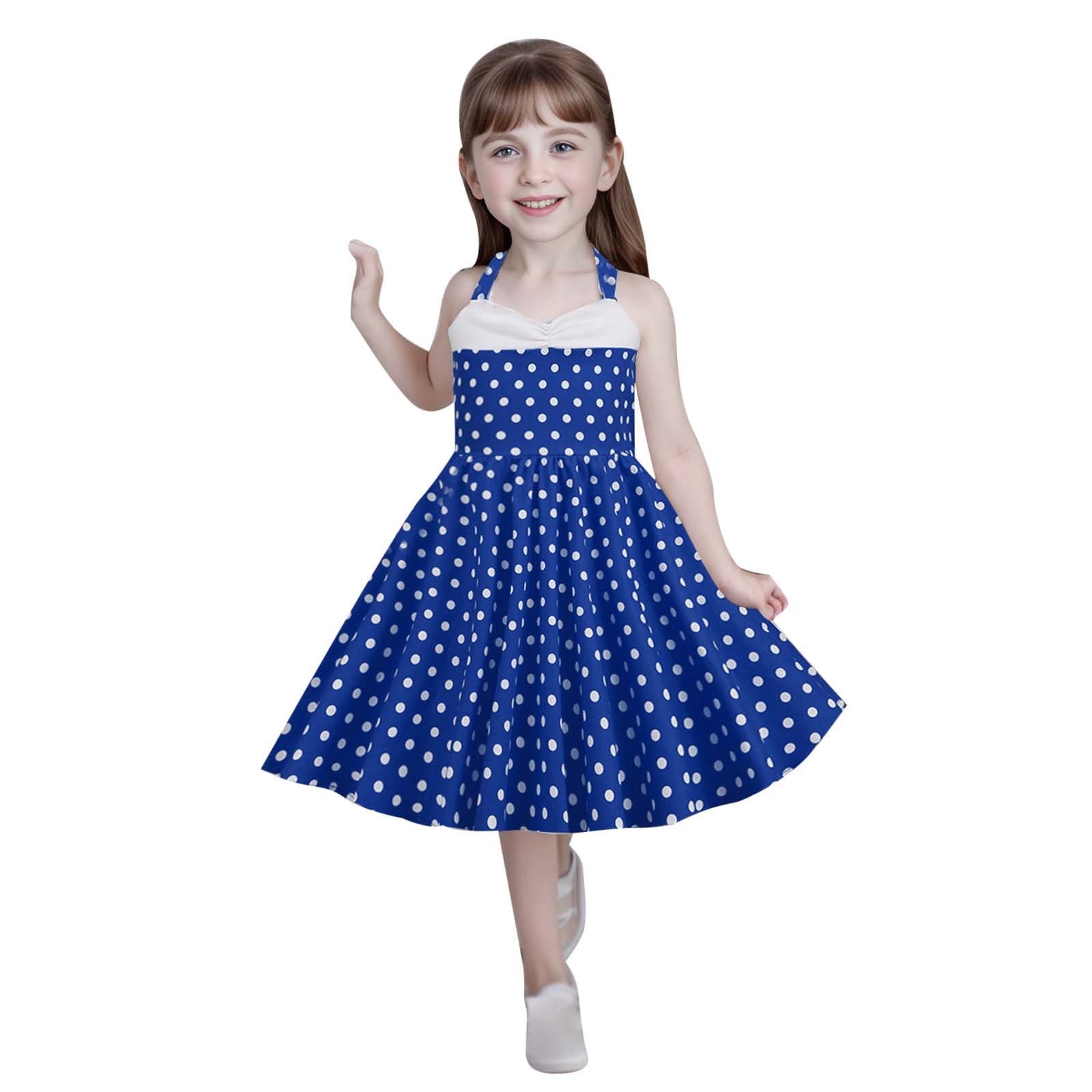 Kids Girls Strap Spliced Little Girls Sundresses Polka Dot Vintage ...