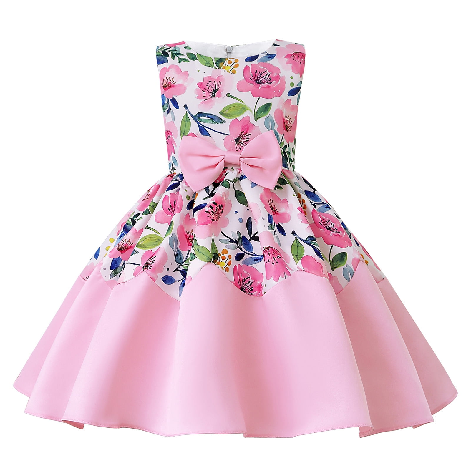 Kids Girls Stylish Trendy Dress Sleeveless Pageant Birthday Floral Cute ...