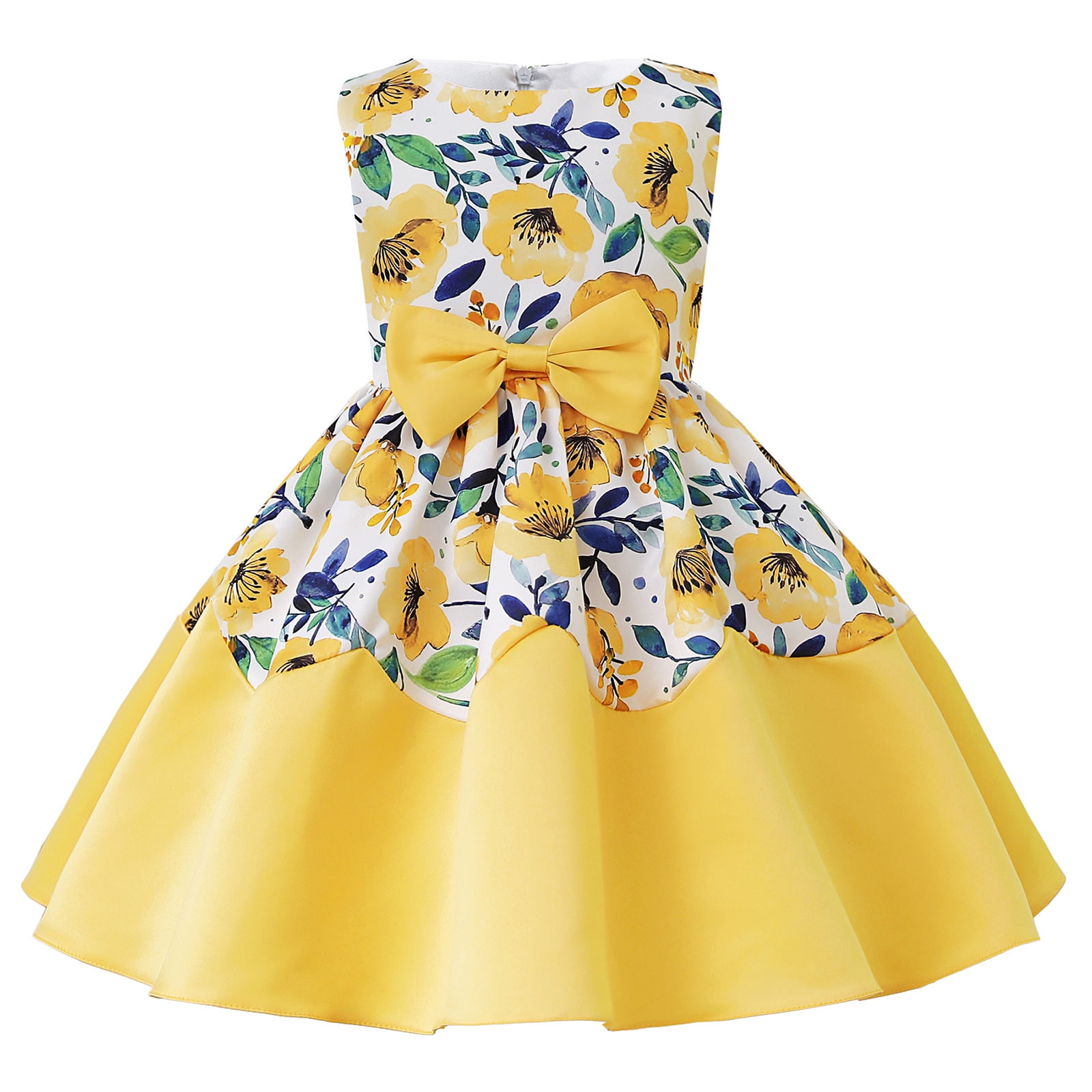 Kids Girls Stylish Trendy Dress Sleeveless Pageant Birthday Floral Cute ...