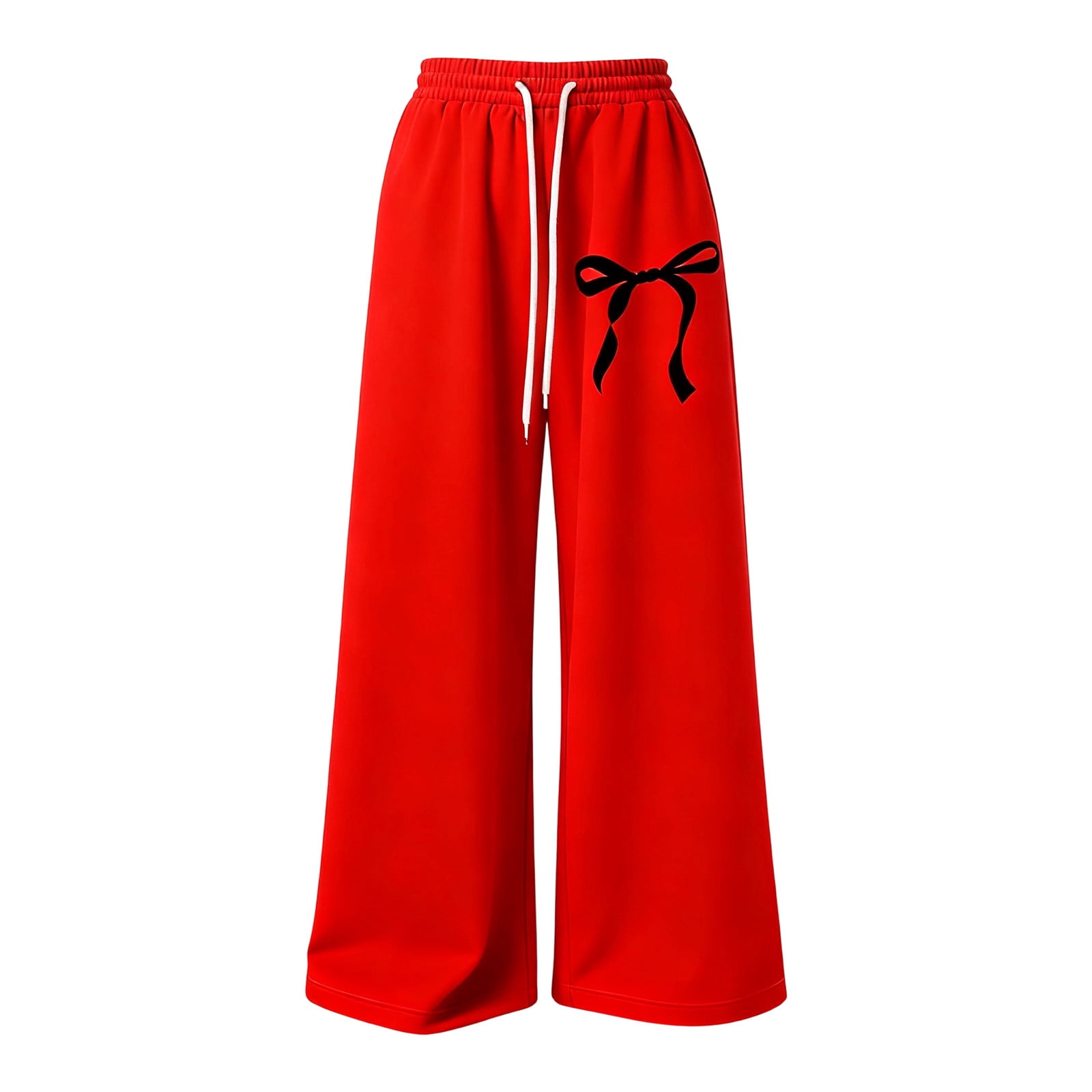 Kids Girls Sweatpants Bow Print Lightweight Straight Leg Athletic Pants ...