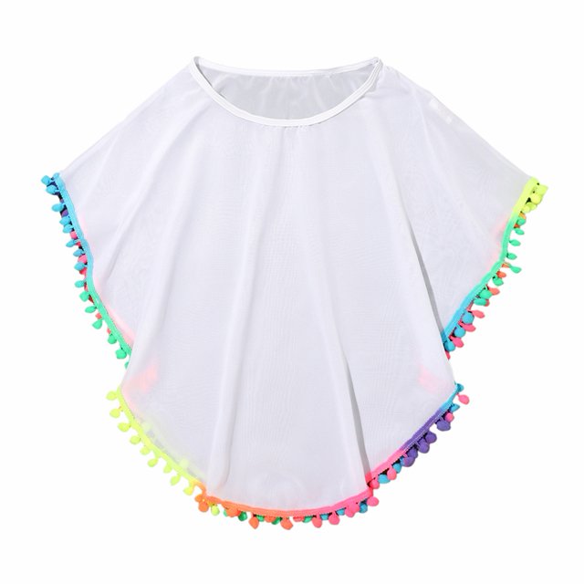 Kids Girls Swim Cover Up Beach Swimwear Coverup Swimsuit Wraps with Pom ...
