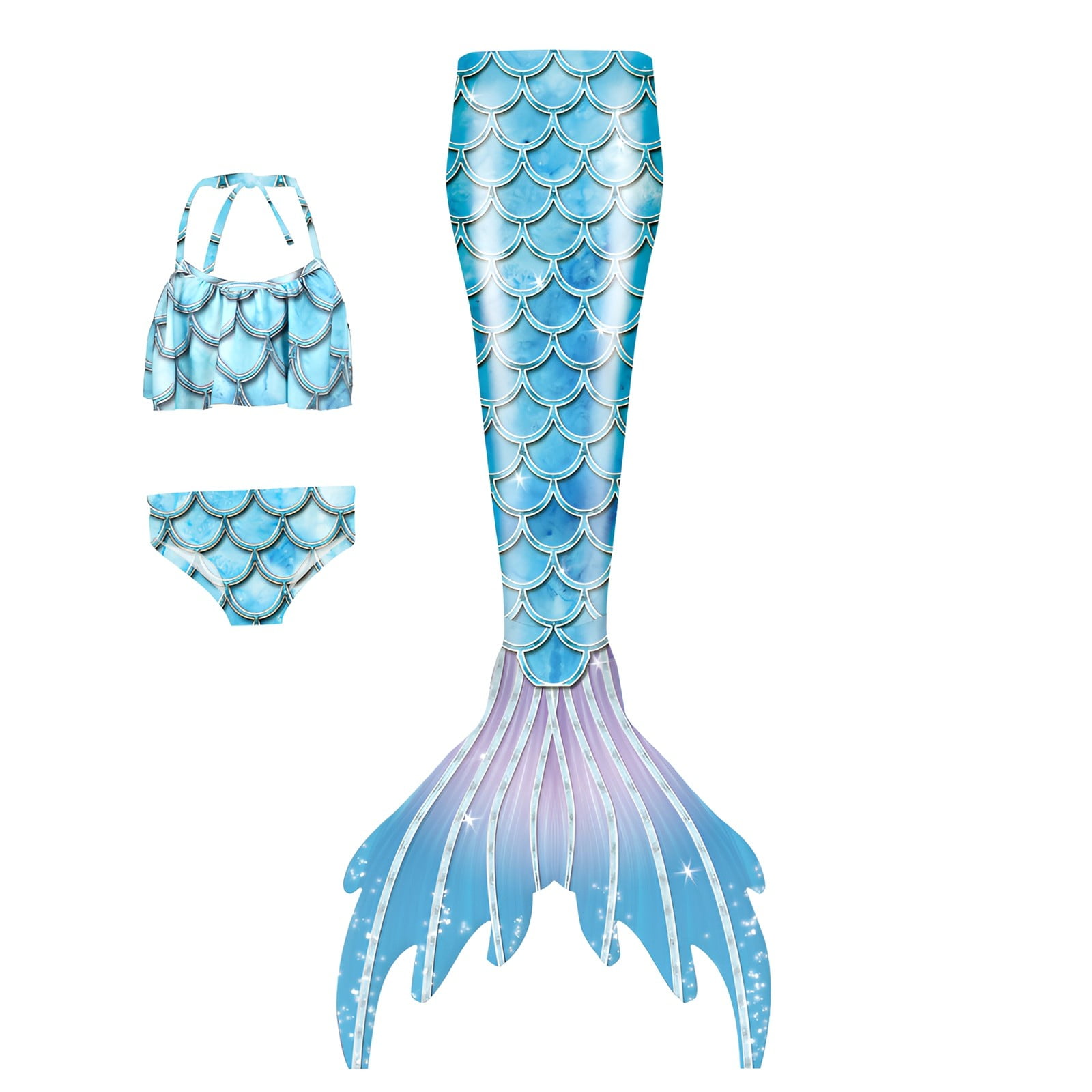 Kids Girls Swim Suits Swimming Mermaid Bikinis Set Tail Baby Sleeveless ...