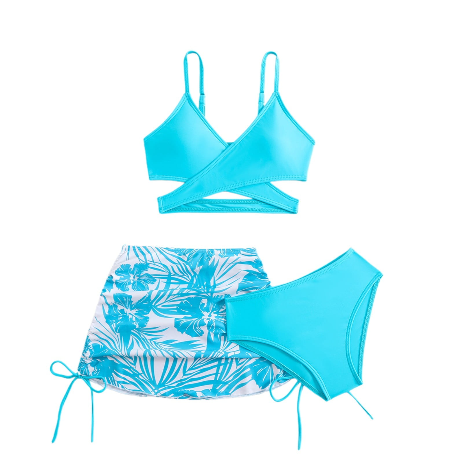 Kids Girls Swimsuit 3 Piece Ruffle Floral Kids Swimwear Girls Three ...