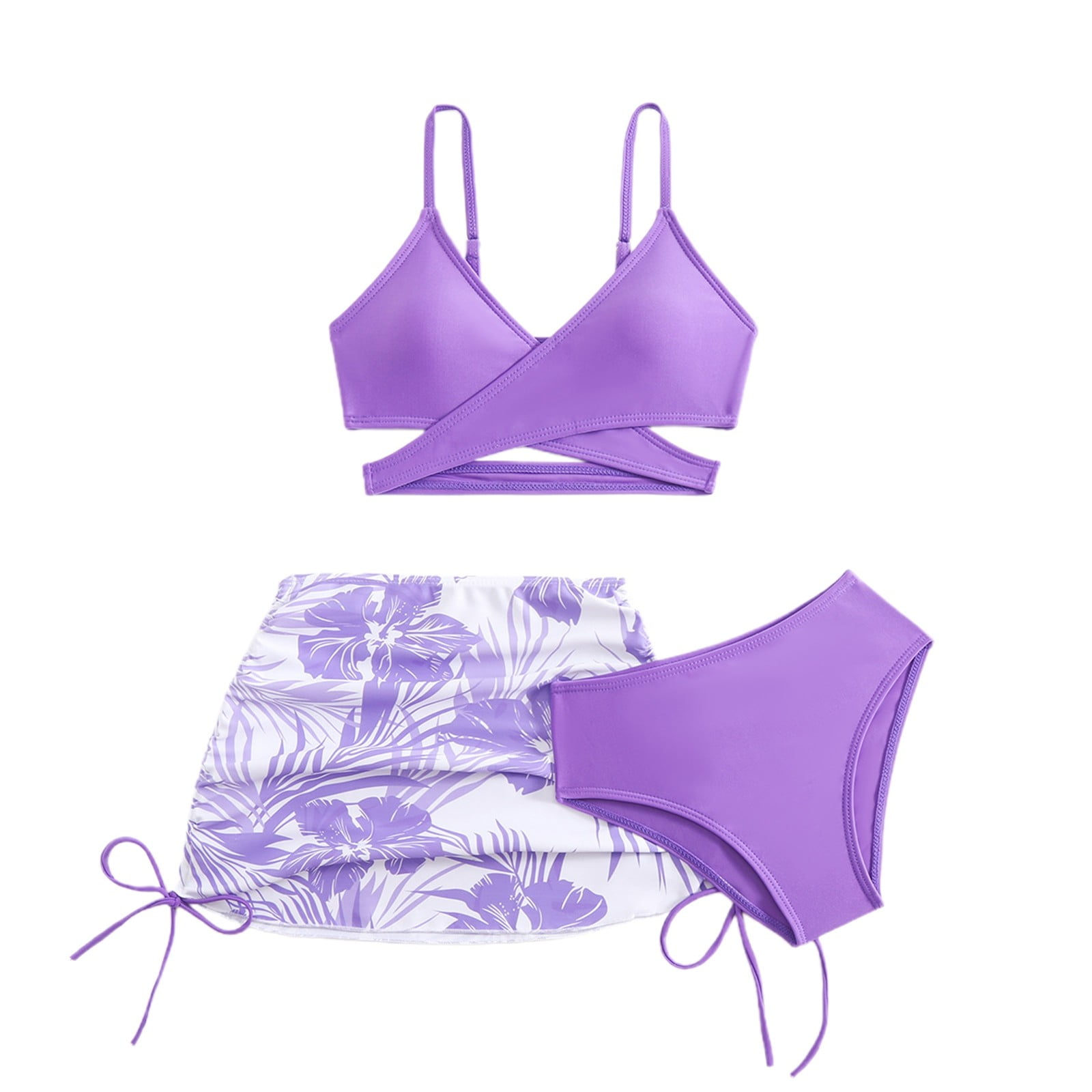 Kids Girls Swimsuit 3 Piece Ruffle Floral Kids Swimwear Girls Three ...