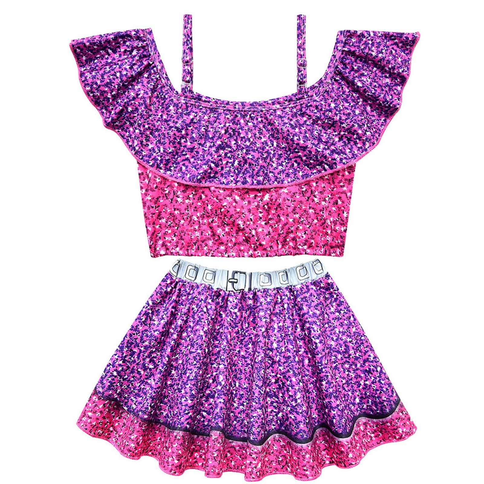 Kids Girls Swimsuits Bikini Swimwear Ruffle Floral Swimsuit Bikini ...