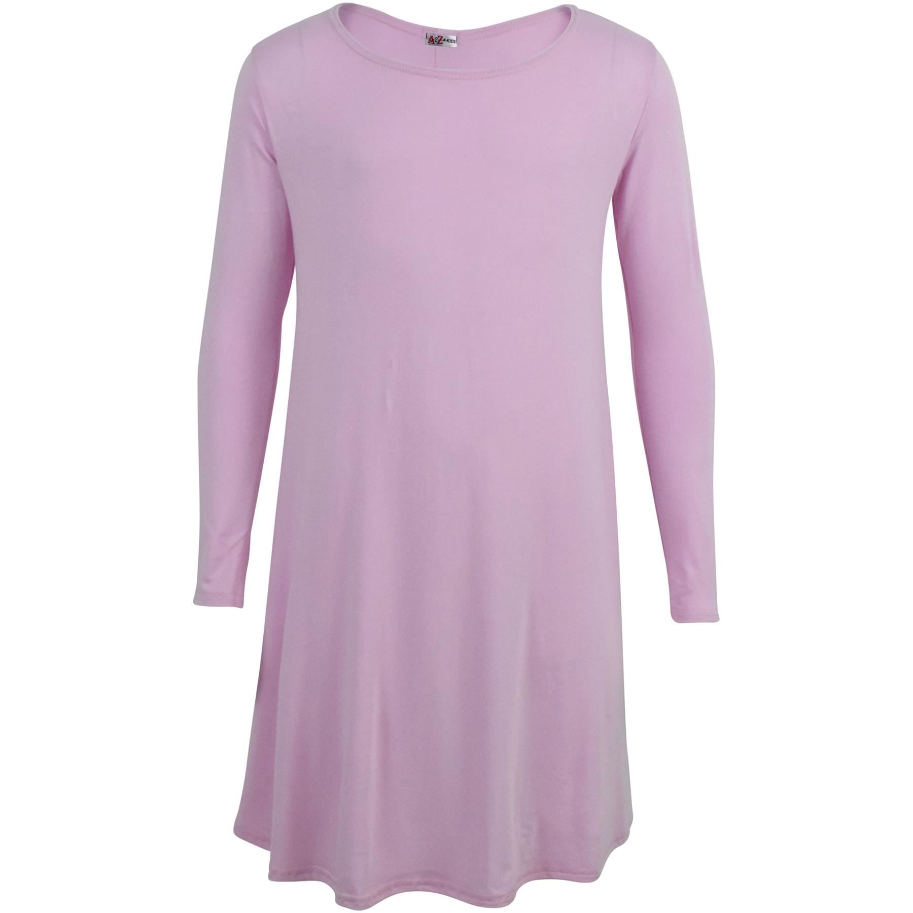 Kids Girls Swing Dress Plain Color Dance Party Fashion Summer Dresses 3 ...