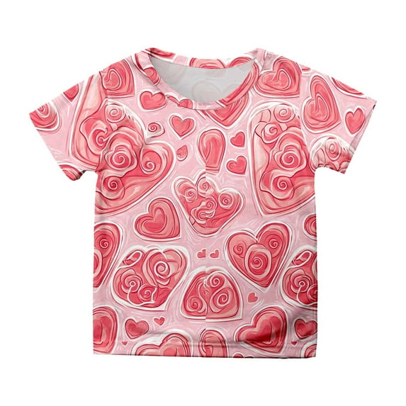 Kids Girls T Shirts Pink Printed Toddler Girl Short Sleeve Shirt Teen ...