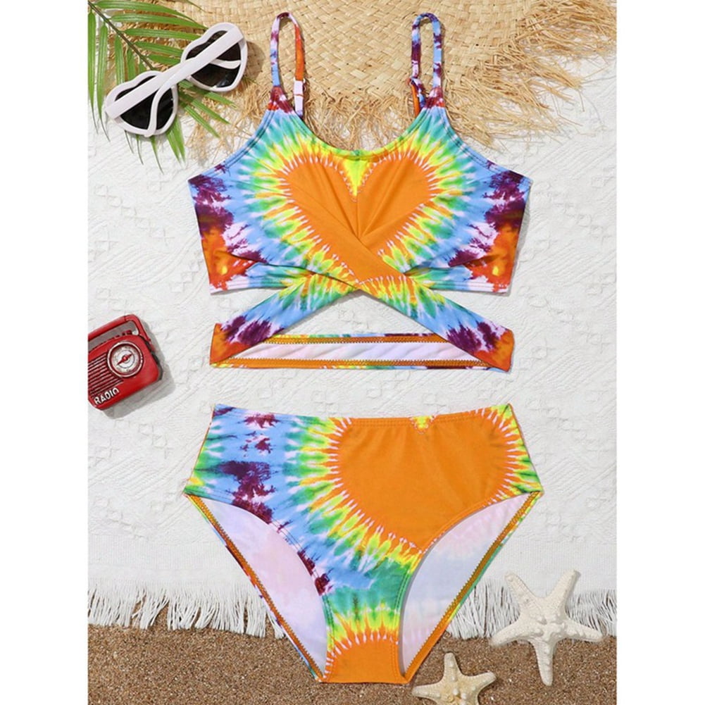 Kids Girls Tankinis Two Pieces Swimsuits Hawaiian Beach Sport Love ...