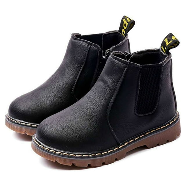 Walmart Kids Girls Winter Chelsea Ankle Boots, Round Toe, Zipper, Low ...