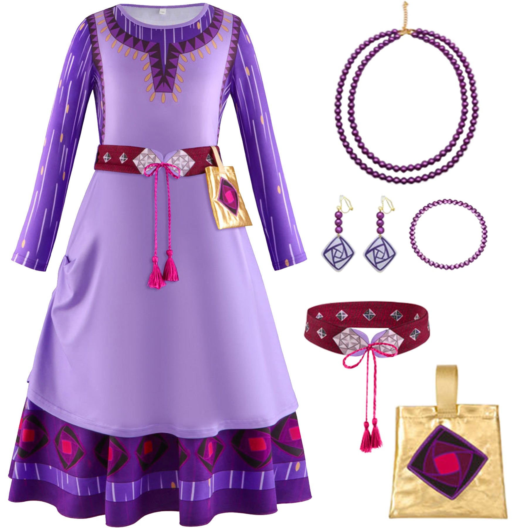 Kids Girls Wish Asha Costume Fancy Dress, 6Pcs Outfit set Earrings ...