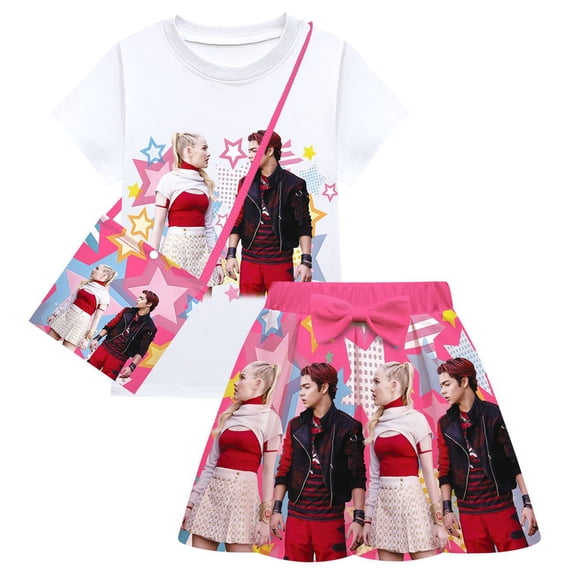 Kids Girls Zombies4 Movie Cartoon Graphics Printed Costume Skirt Suits ...