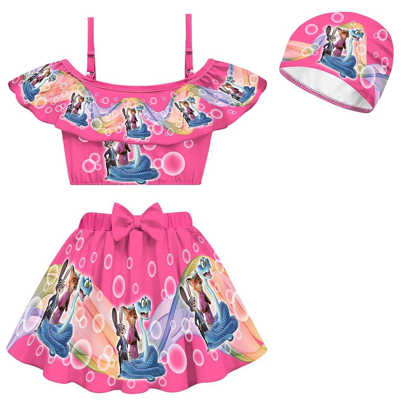 Kids Girls Zootopia2 Anime Cartoon Graphics Printed Costume Rash Guard ...