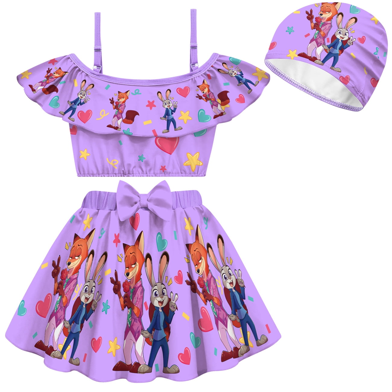 Kids Girls Zootopia2 Anime Cartoon Graphics Printed Costume Rash Guard ...
