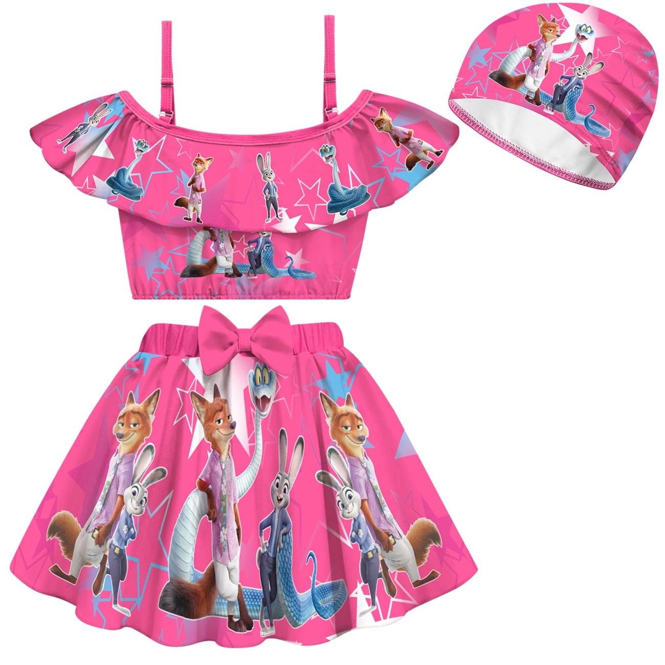Kids Girls Zootopia2 Anime Cartoon Graphics Printed Costume Rash Guard ...