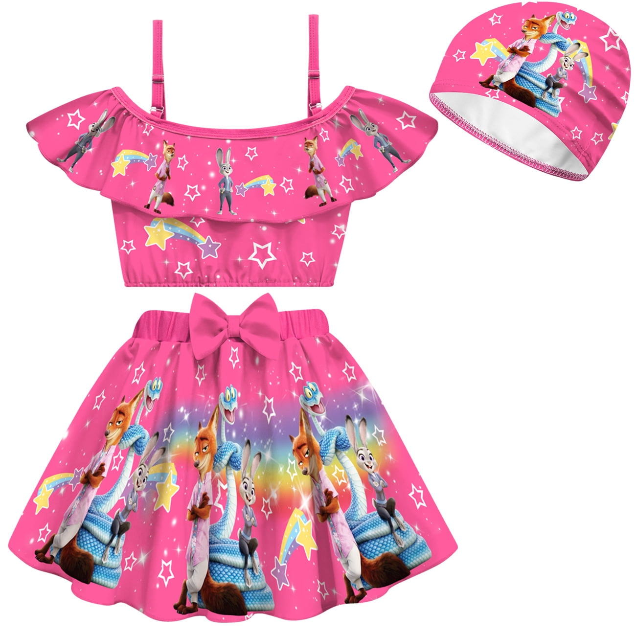 Kids Girls Zootopia2 Anime Cartoon Graphics Printed Costume Rash Guard ...