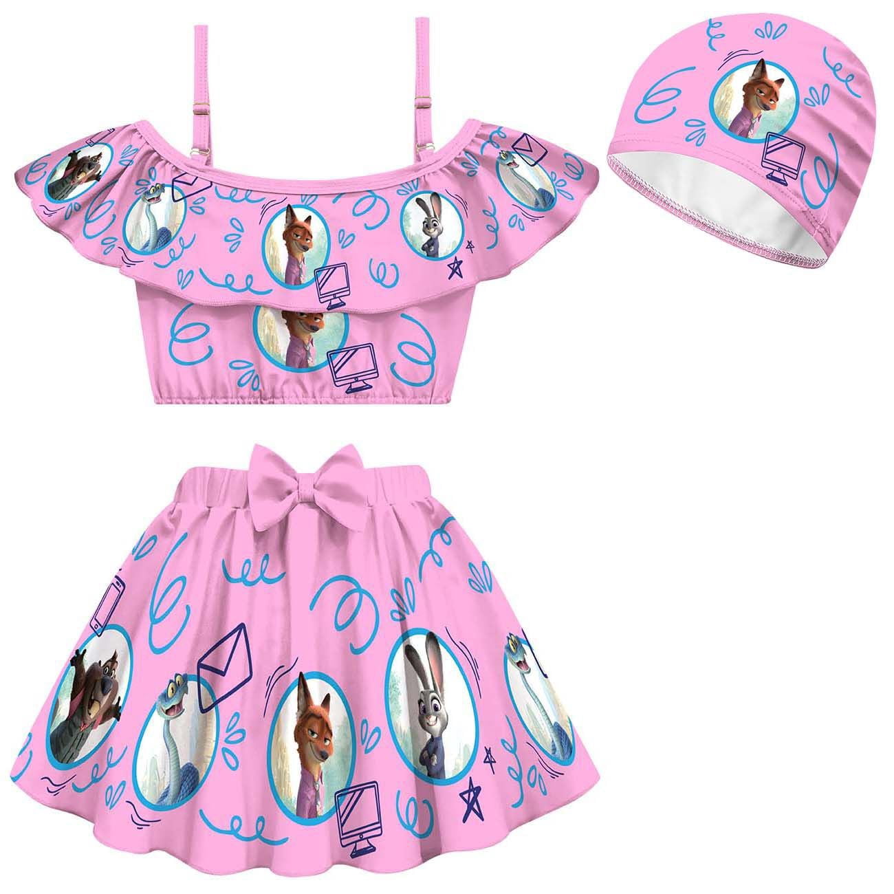 Kids Girls Zootopia2 Anime Cartoon Graphics Printed Costume Rash Guard ...