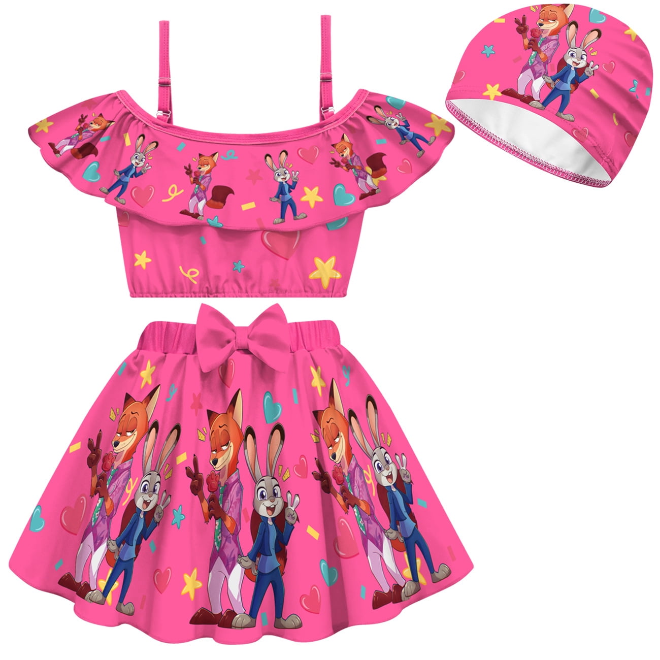 Kids Girls Zootopia2 Anime Cartoon Graphics Printed Costume Rash Guard ...
