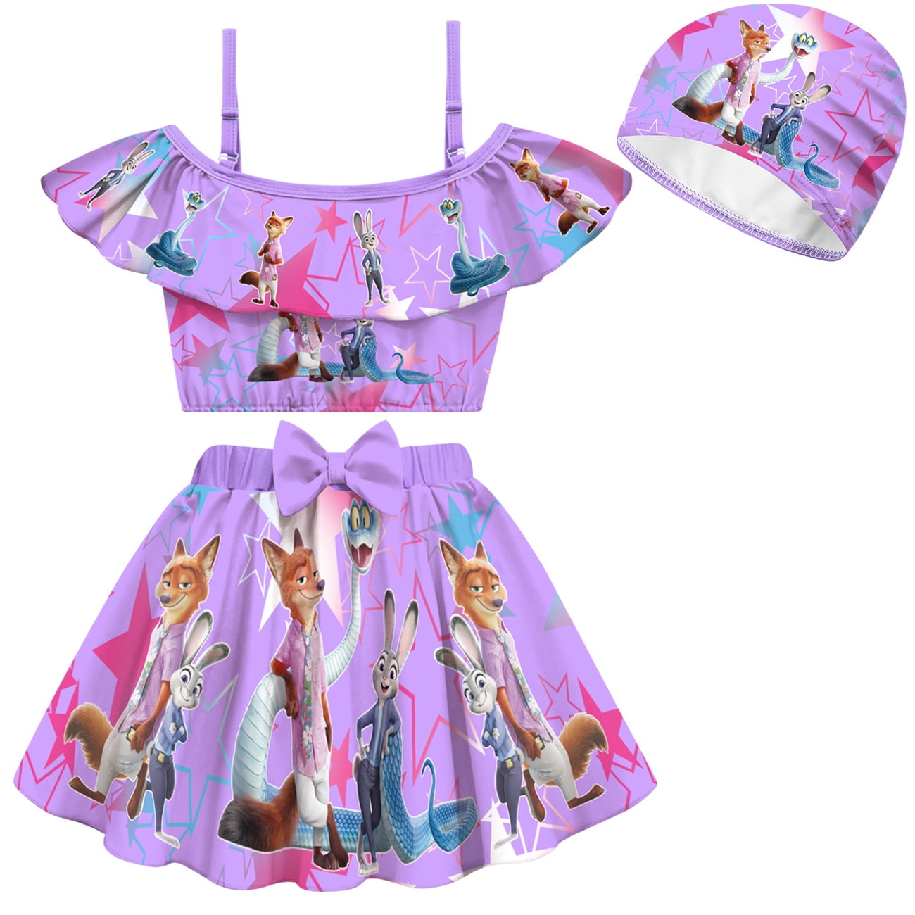 Kids Girls Zootopia2 Anime Cartoon Graphics Printed Costume Rash Guard ...