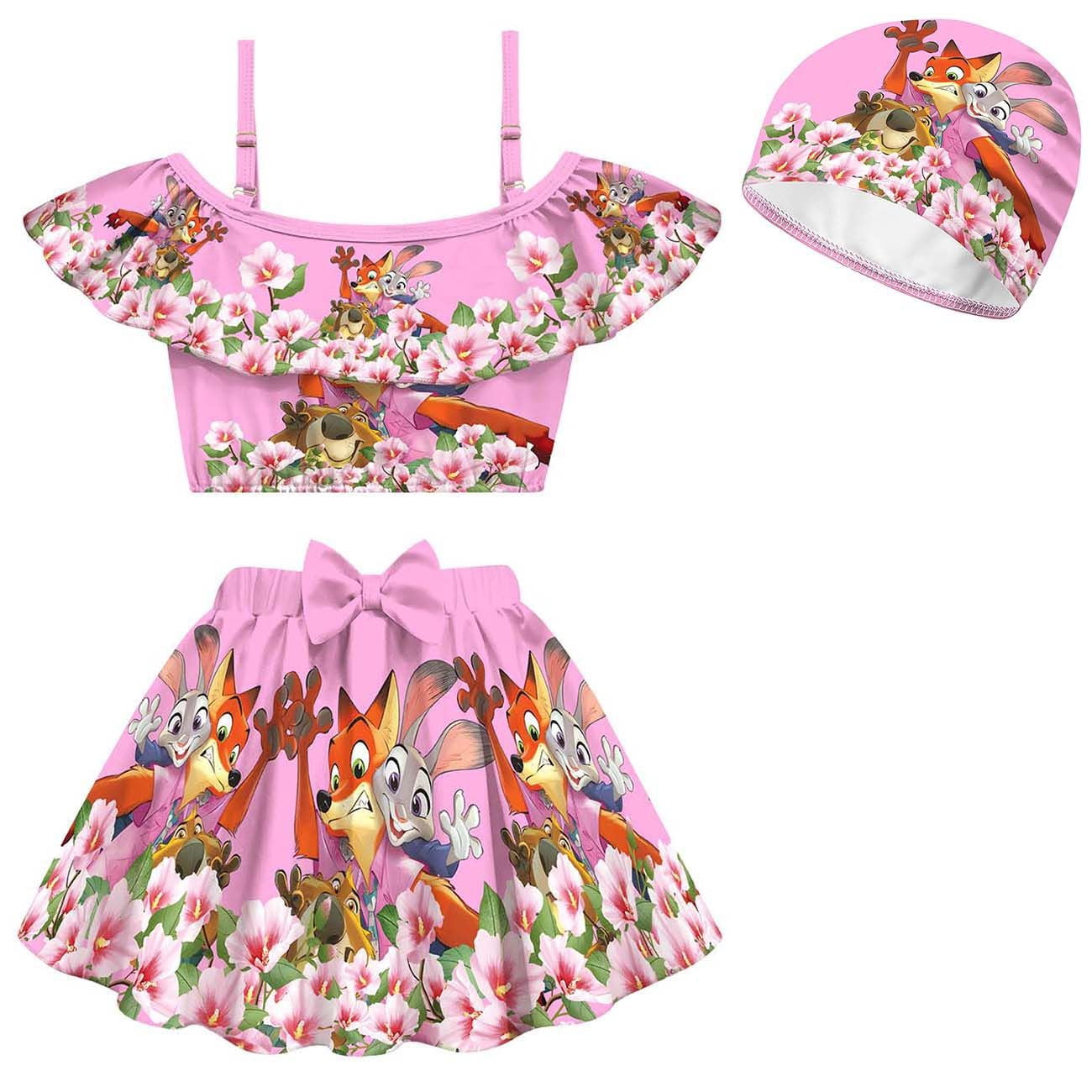 Kids Girls Zootopia2 Anime Cartoon Graphics Printed Costume Swimsuit ...