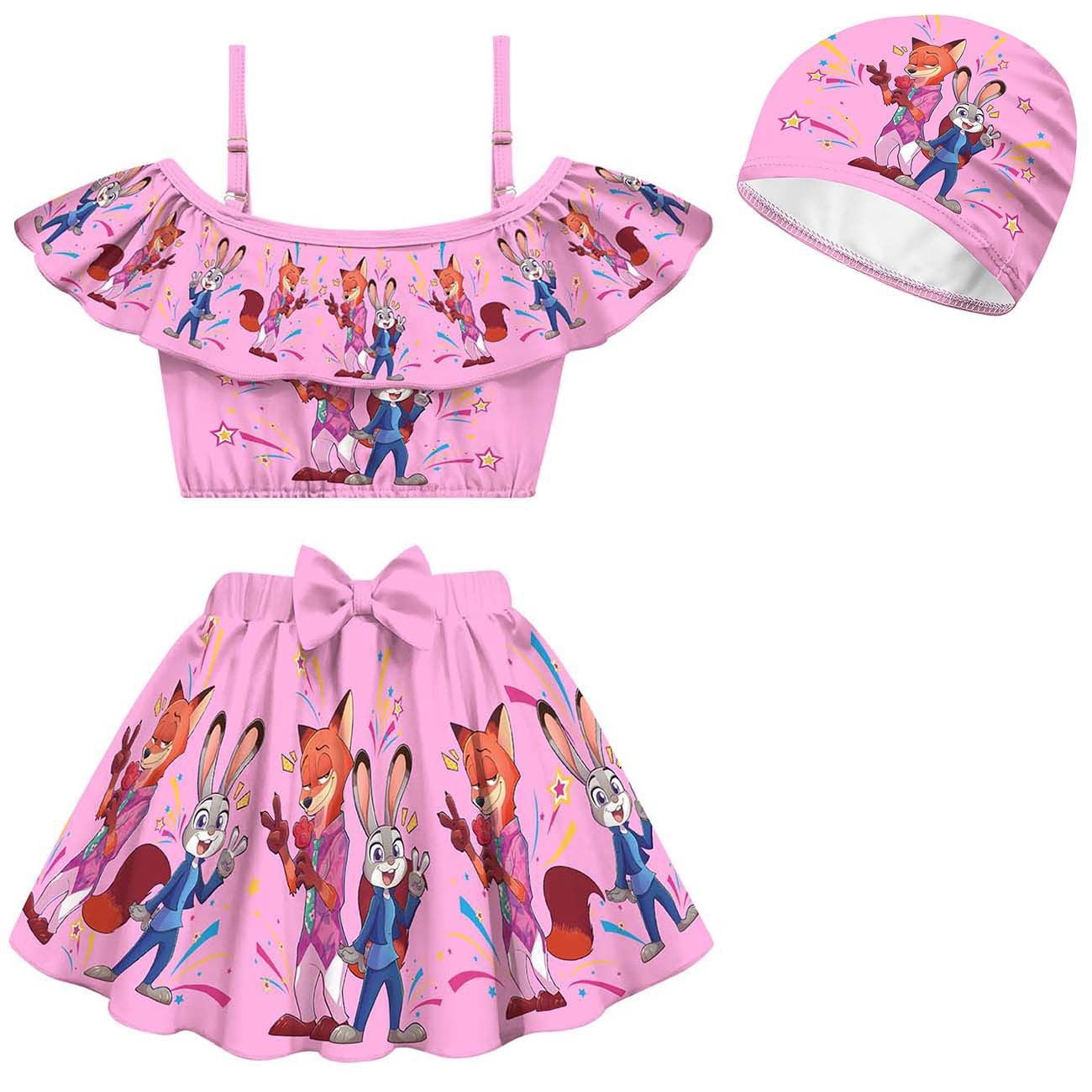 Kids Girls Zootopia2 Anime Cartoon Graphics Printed Costume Swimsuit ...