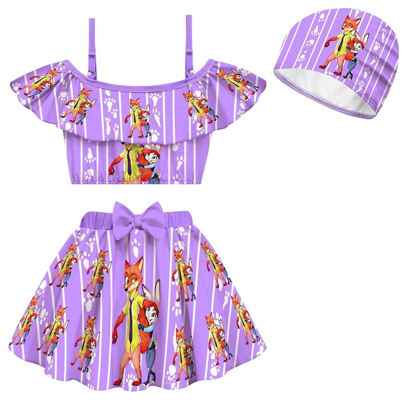 Kids Girls Zootopia2 Anime Cartoon Graphics Printed Costume Swimsuit ...