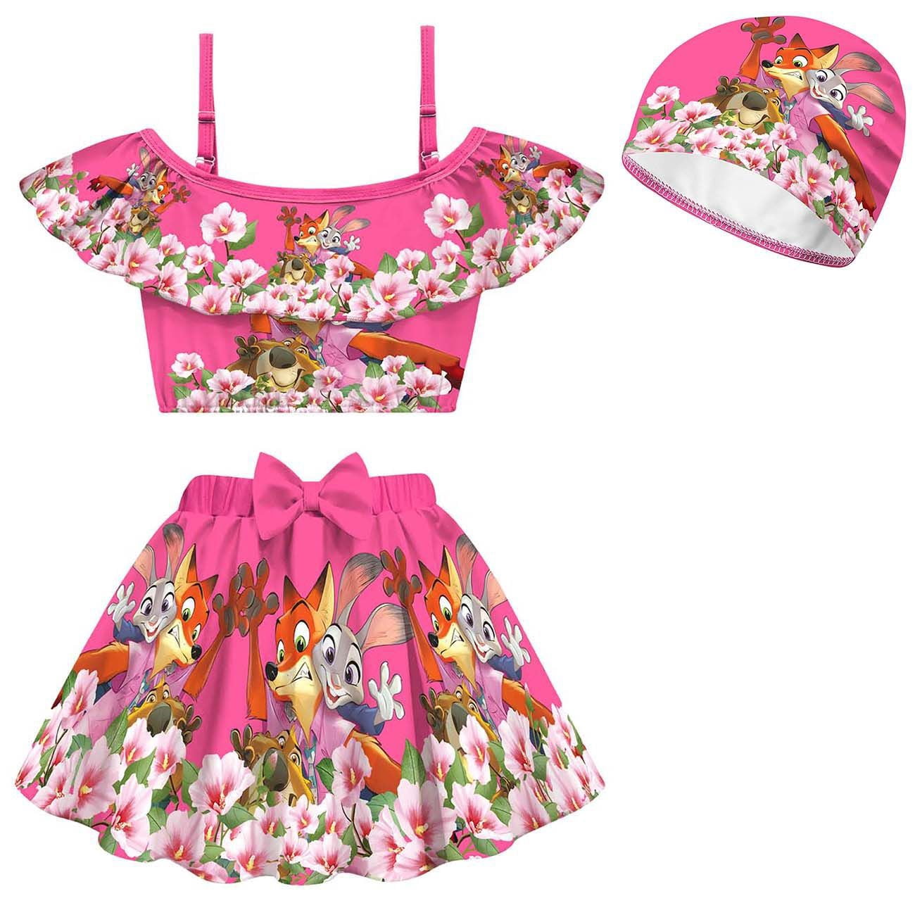 Kids Girls Zootopia2 Anime Cartoon Graphics Printed Costume Swimsuit ...