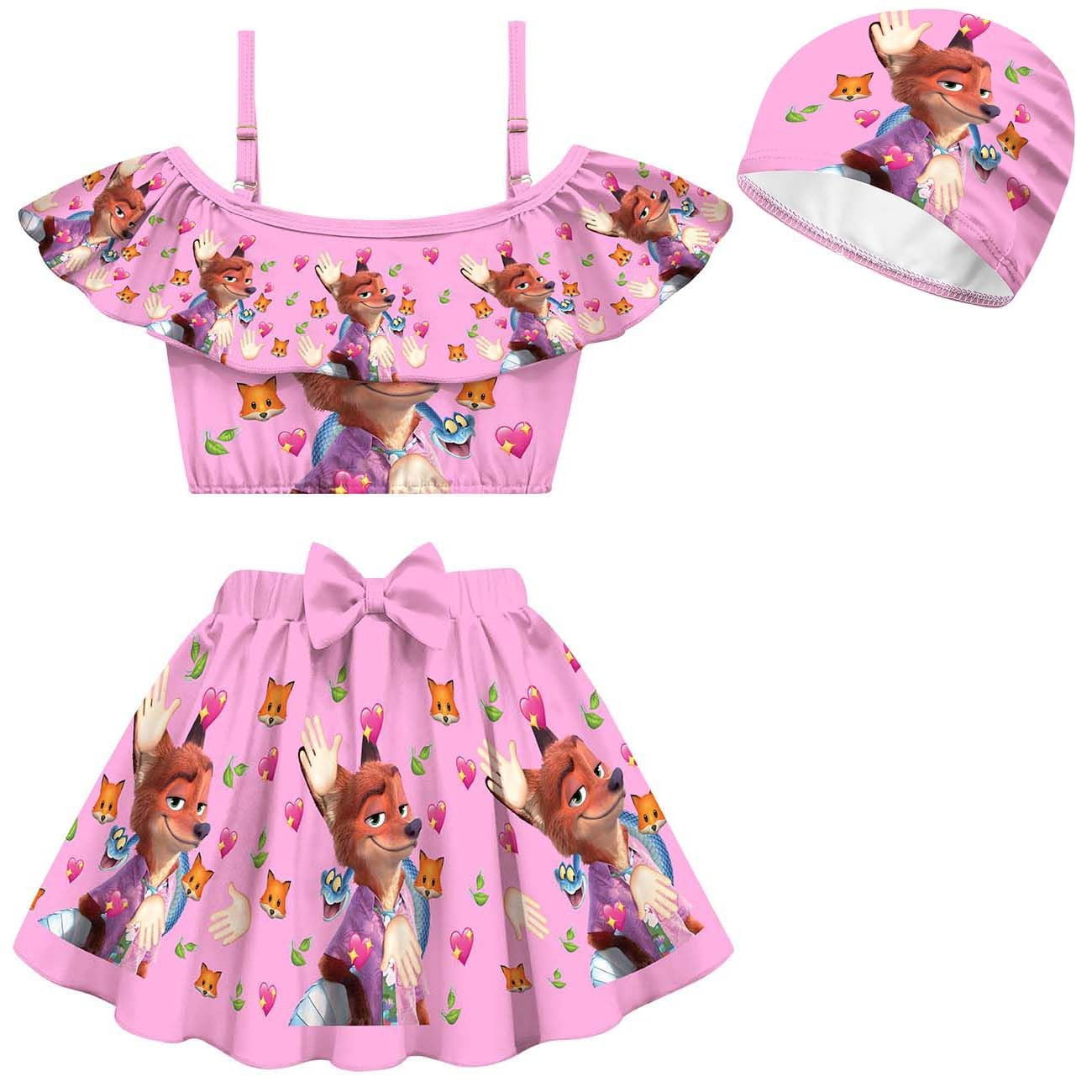 Kids Girls Zootopia2 Anime Cartoon Graphics Printed Costume Swimsuit ...