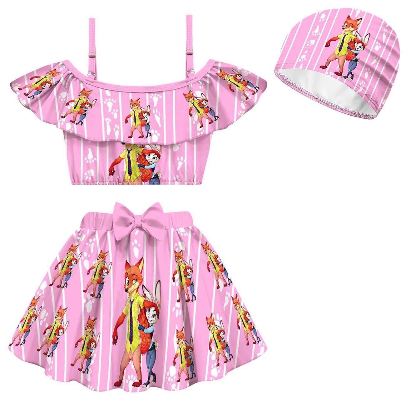 Kids Girls Zootopia2 Anime Cartoon Graphics Printed Costume Swimsuit ...