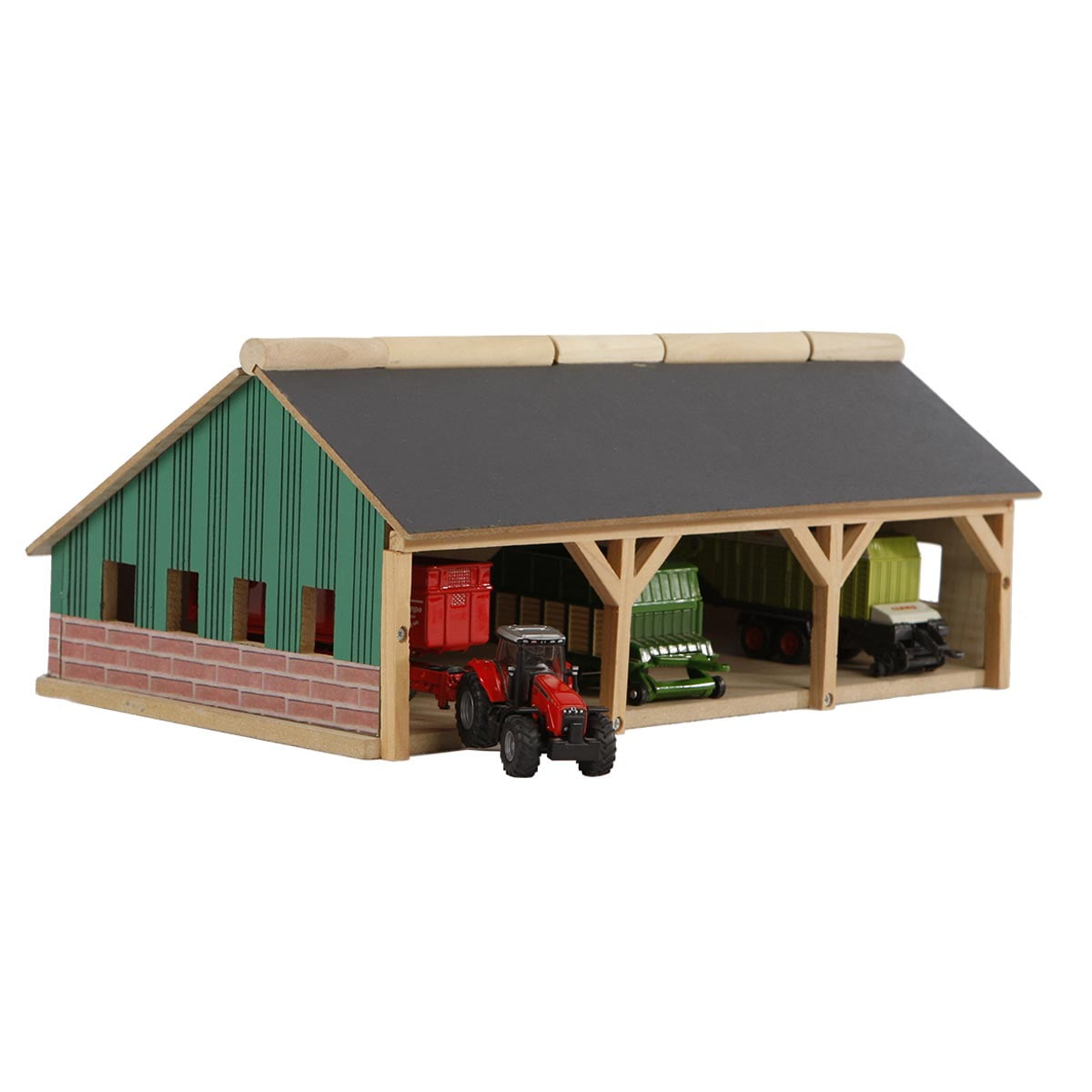 Kids Globe 1/87 Scale, 3 Bay Farm Machinery Shed Set w/ Hinged Roof ...