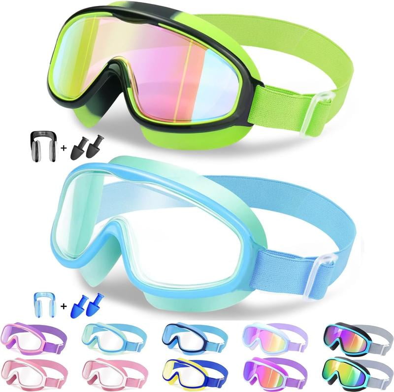 Kids Goggles with Comfort Fabric Strap, Kids Swim Goggles Wide View ...