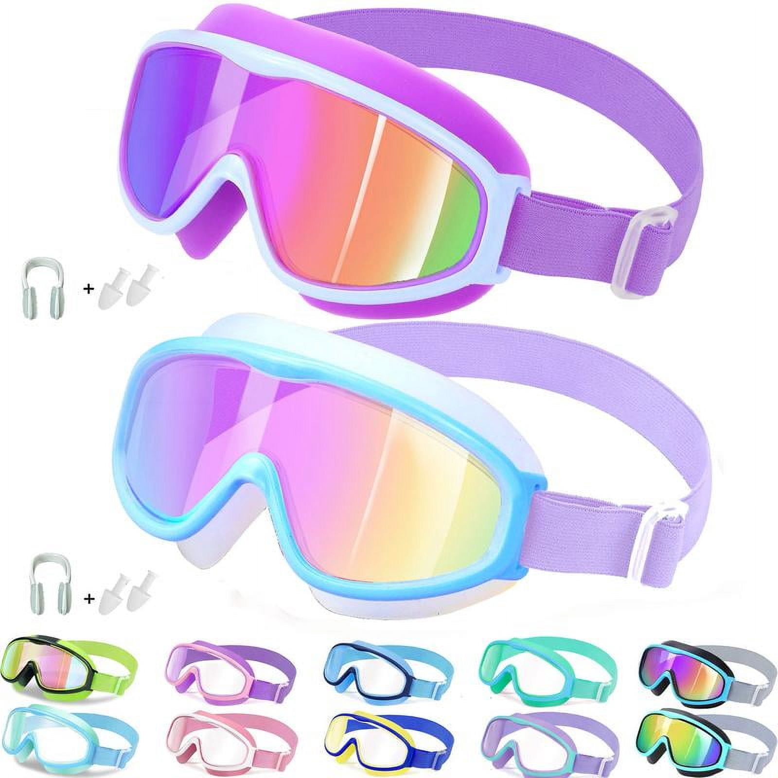 Kids Goggles with Comfort Fabric Strap, Kids Swim Goggles Wide View ...