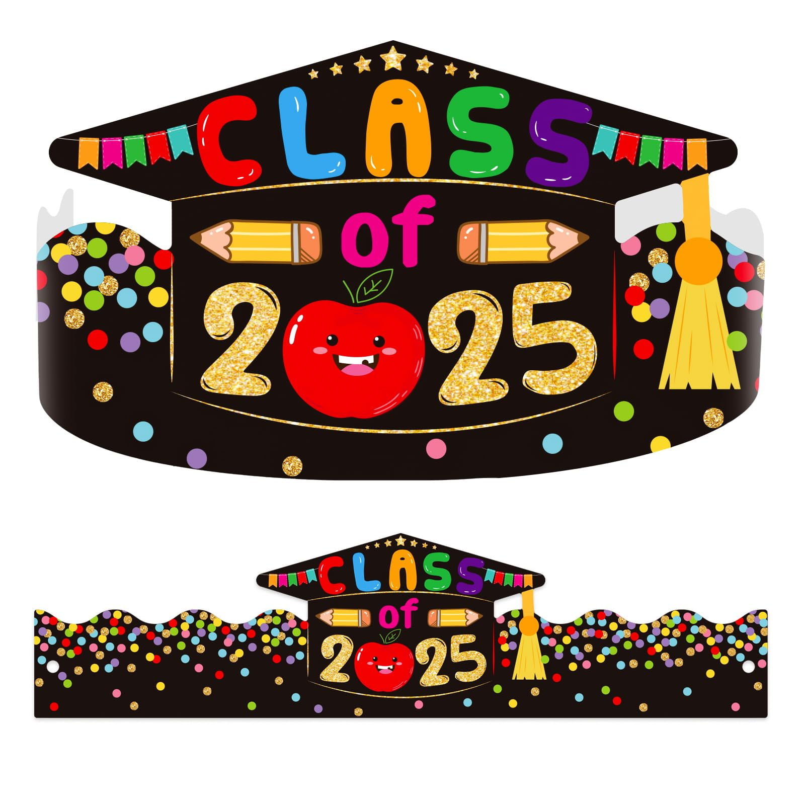 Kids Graduation Paper Hats - Class of 2025 24Pcs Graduation Congrats ...