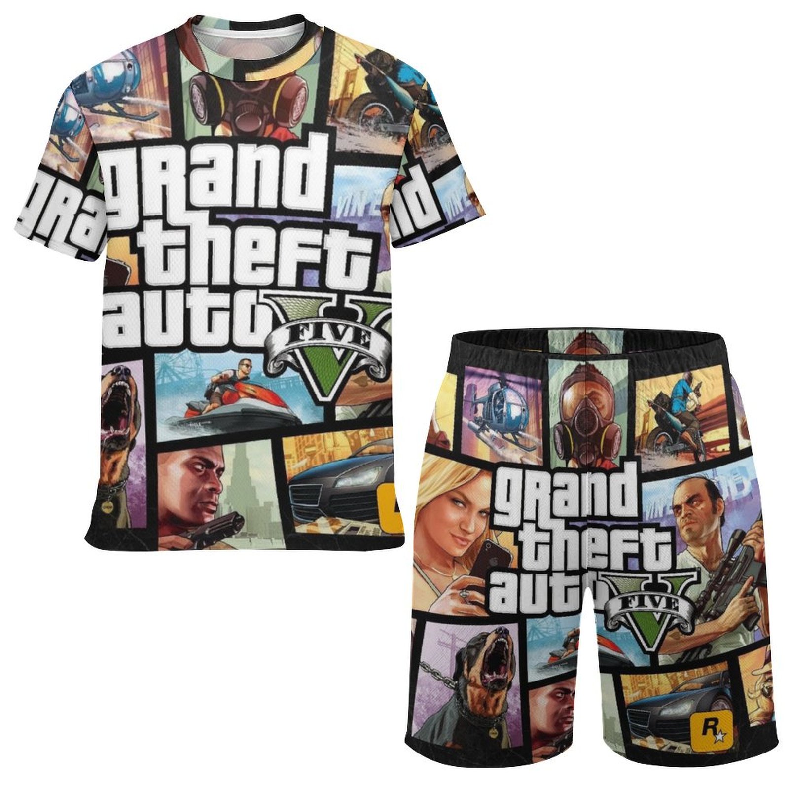 Kids Grand Theft Auto V Short Sleeve T-Shirt And Shorts Outfit Set ...