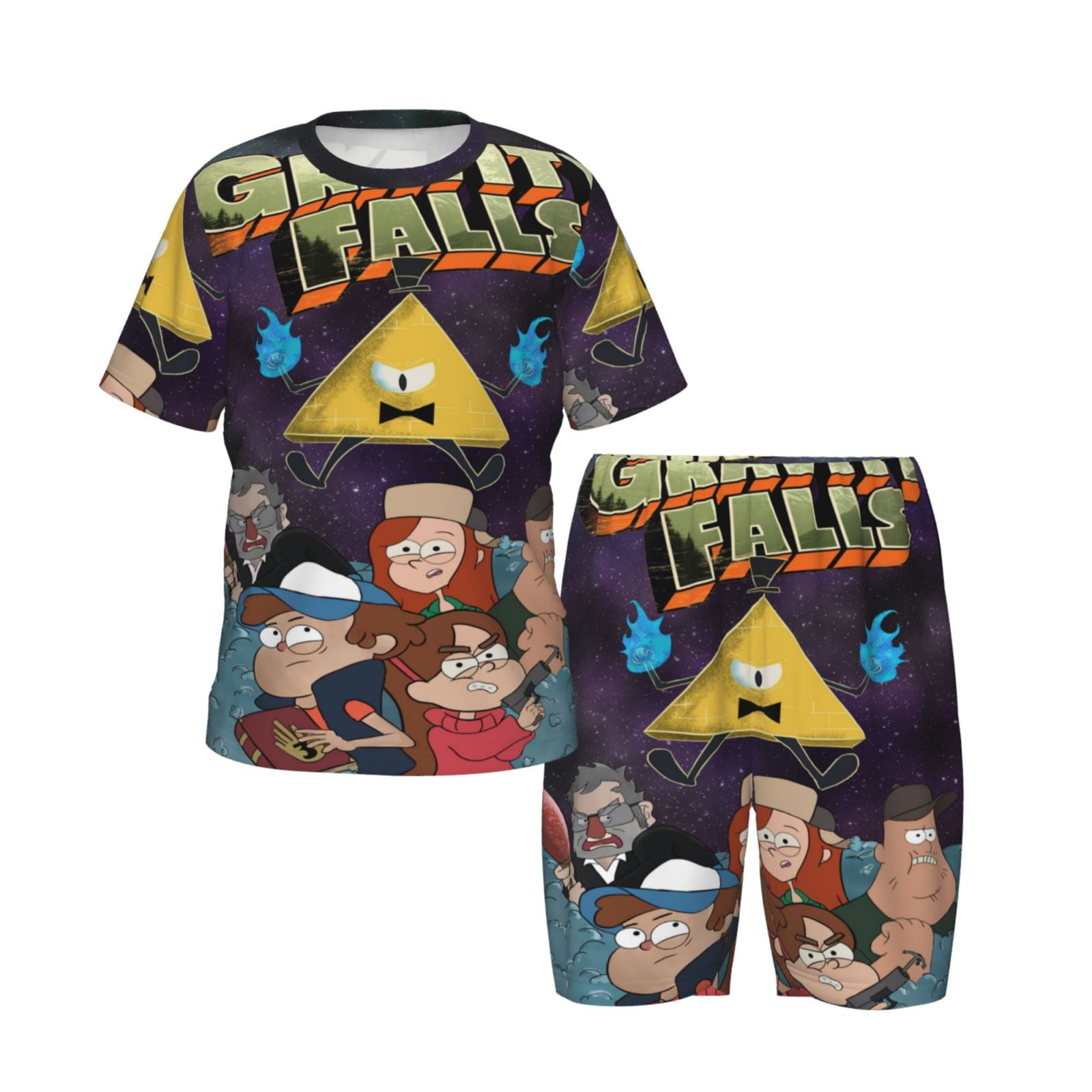 Kids Gravity Fall Pajama Set Kids Cartoon Tee Shirt And Short Set 2PCS ...