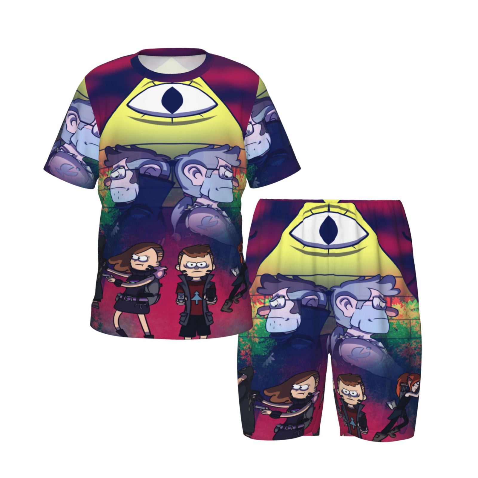 Kids Gravity Fall Pajama Set Kids Cartoon Tee Shirt And Short Set 2PCS ...