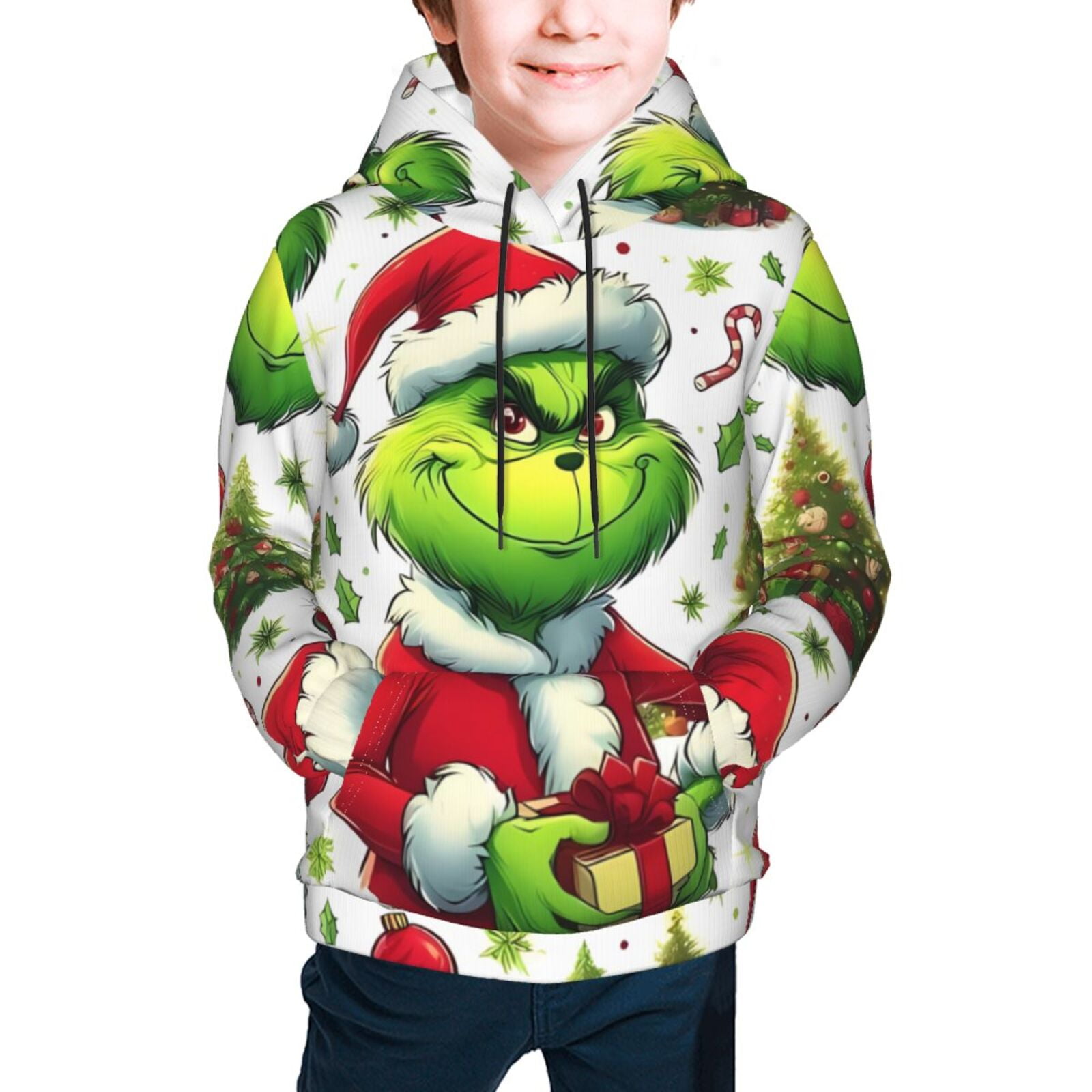 Kids Grinch Hoodie Novelty 3D printed Hooded Pullover Sweatshirt, Cute ...