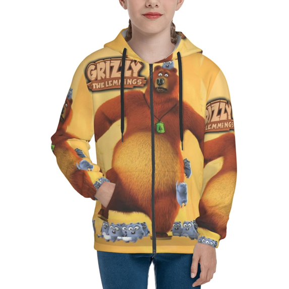 Kids Grizzy And The Lemmings Hoodie 3d Printed Zip Up Hooded Sweatshirt ...