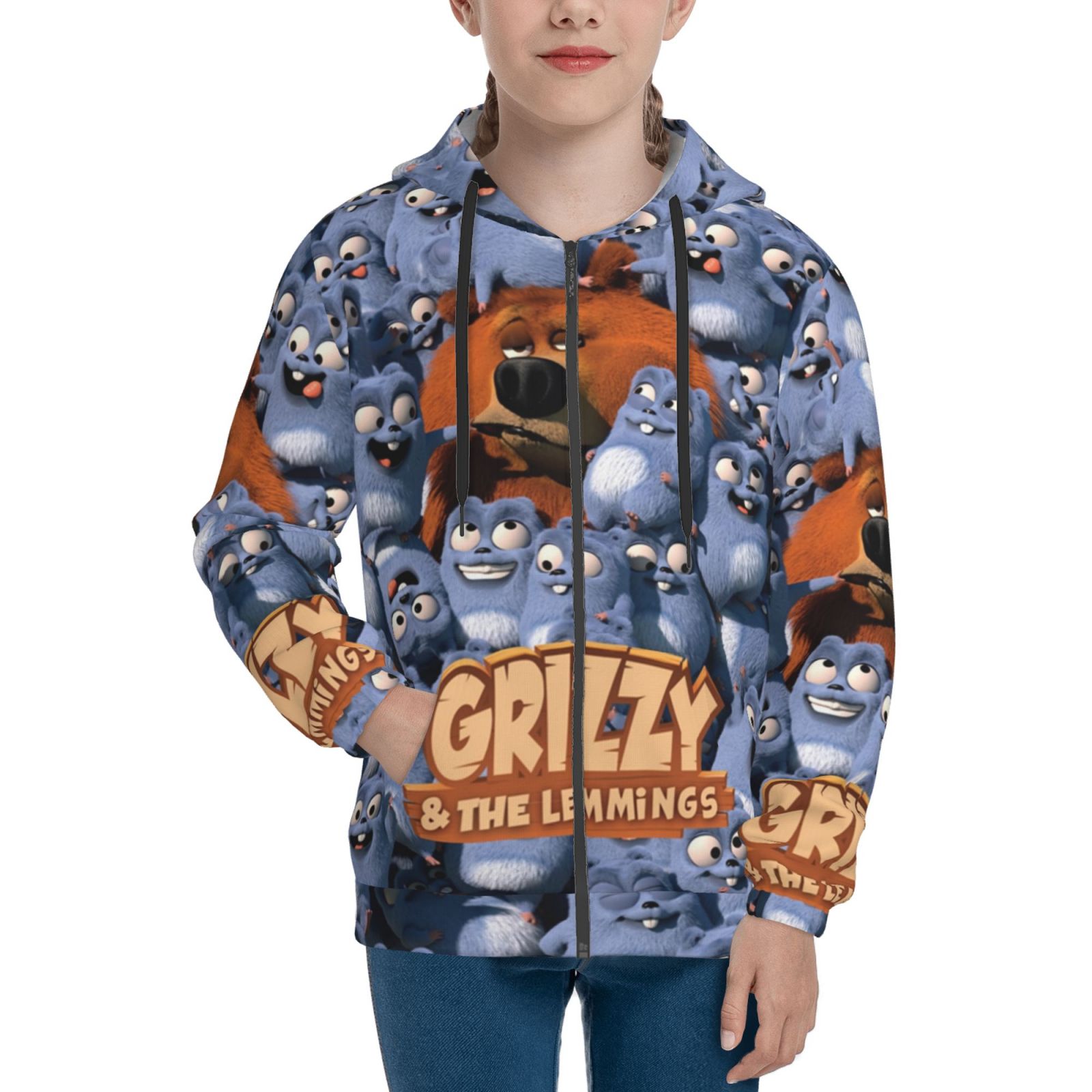 Kids Grizzy And The Lemmings Hoodie 3d Printed Zip Up Hooded Sweatshirt ...