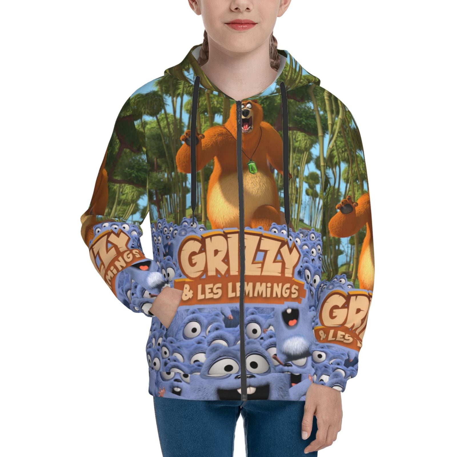 Kids Grizzy And The Lemmings Hoodie 3d Printed Zip Up Hooded Sweatshirt ...
