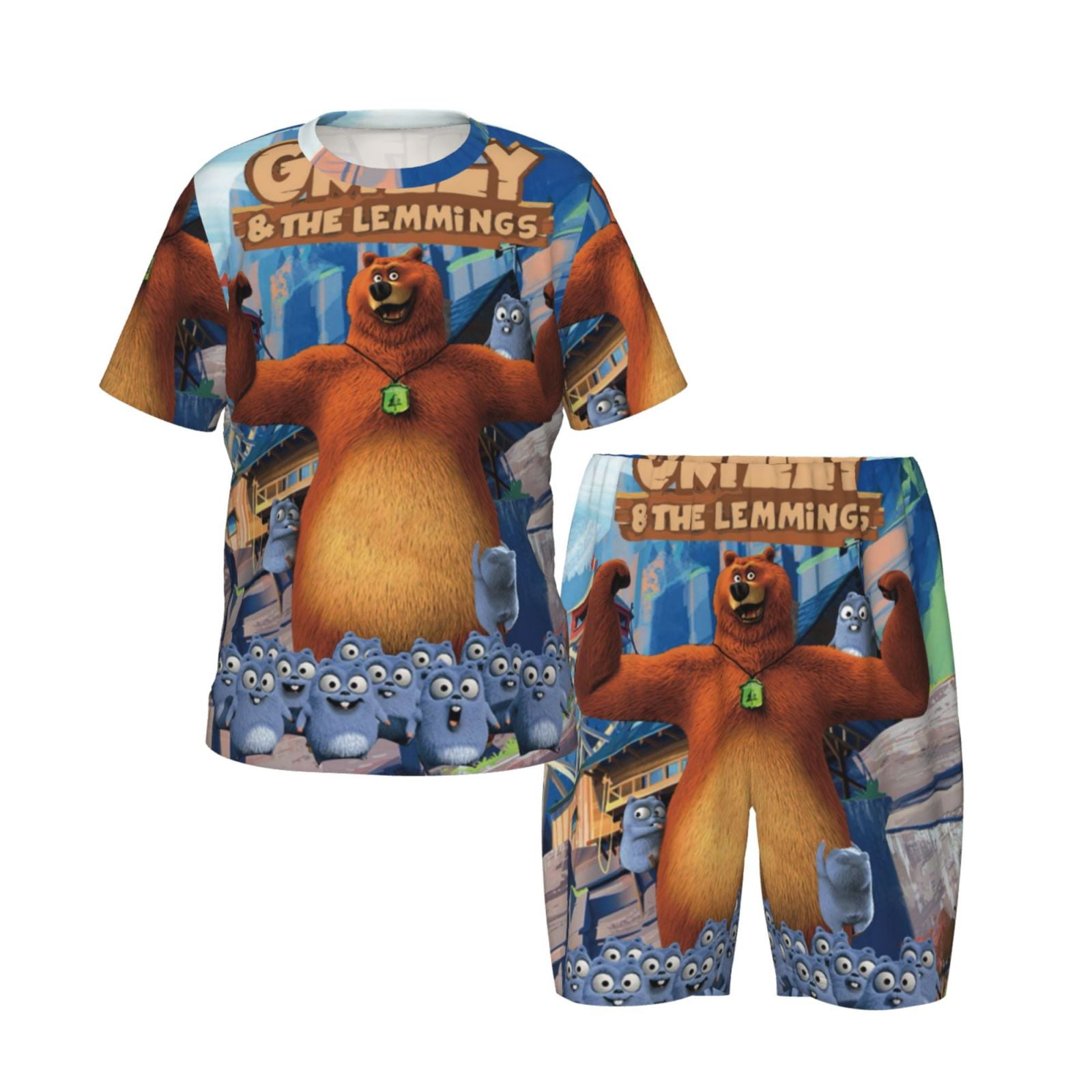Kids Grizzy and the Lemming T Shirts Set Cute Short Sleeve Pajamas Set ...