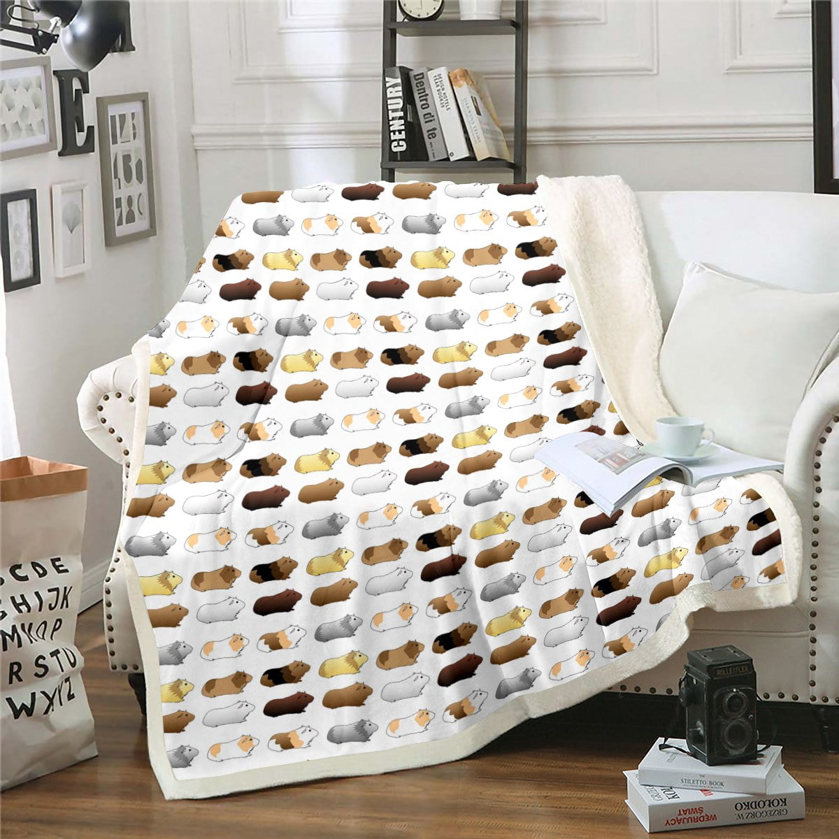 Guinea Pig Throw Blanket for Couch Cute Rodents Breed Fleece Blanket ...