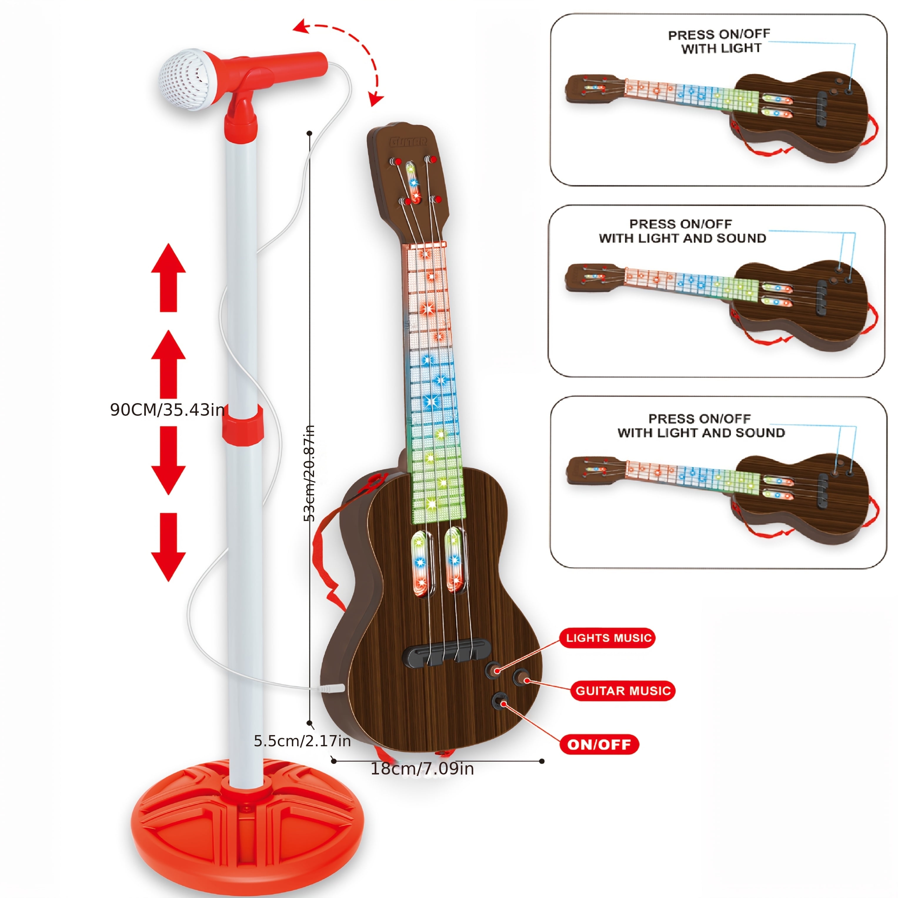 Kids Guitar Playing Set - 4 Strings Castle Electric Guitar Toy with ...