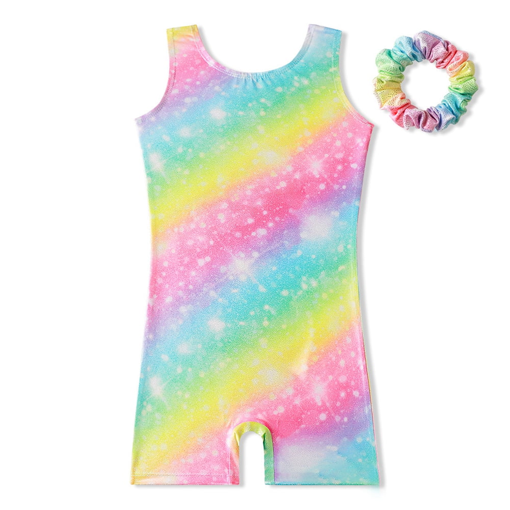 Kids Gymnastic Unitard with Scrunchie for Girls, Soft Fabric Dance ...