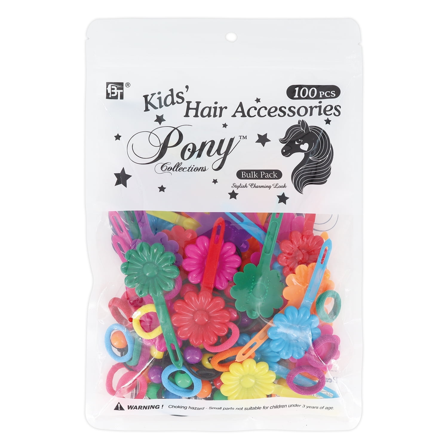 Kids Hair Accessories Set – 100 PCS Total - 30 Ponytail Holders, 30 ...
