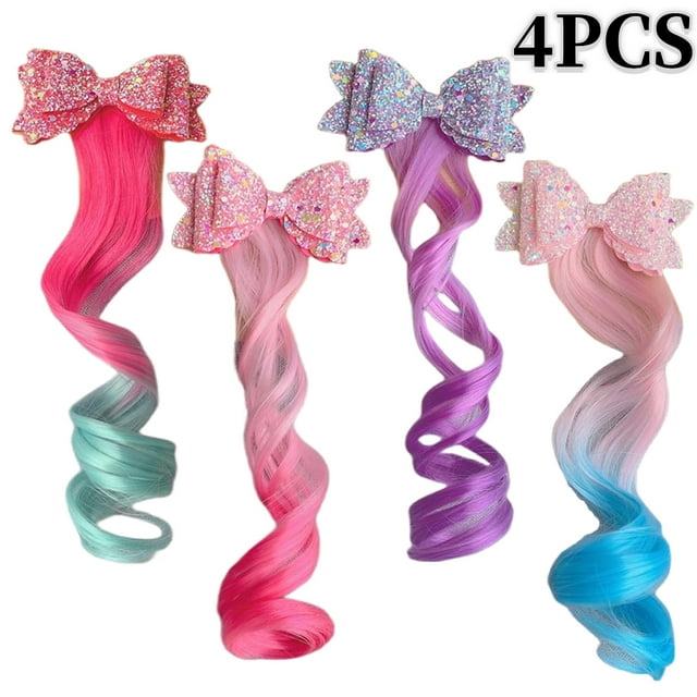 Walmart 6 Pcs Colored Kids Hair Extensions Accessories, Braided Wig ...