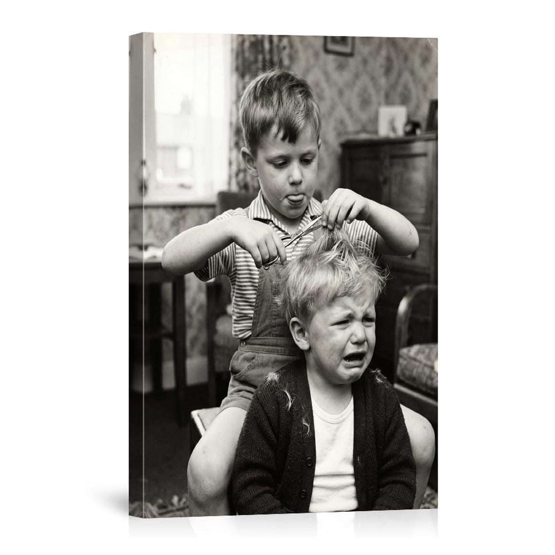 Kids Haircut Gone Wrong Black And White Vintage Photo Brothers Home ...