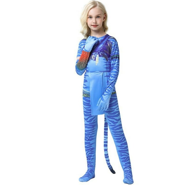 Kids Halloween Cosplay Costume Neytiri Aliens Full Bodysuit Jumpsuit ...