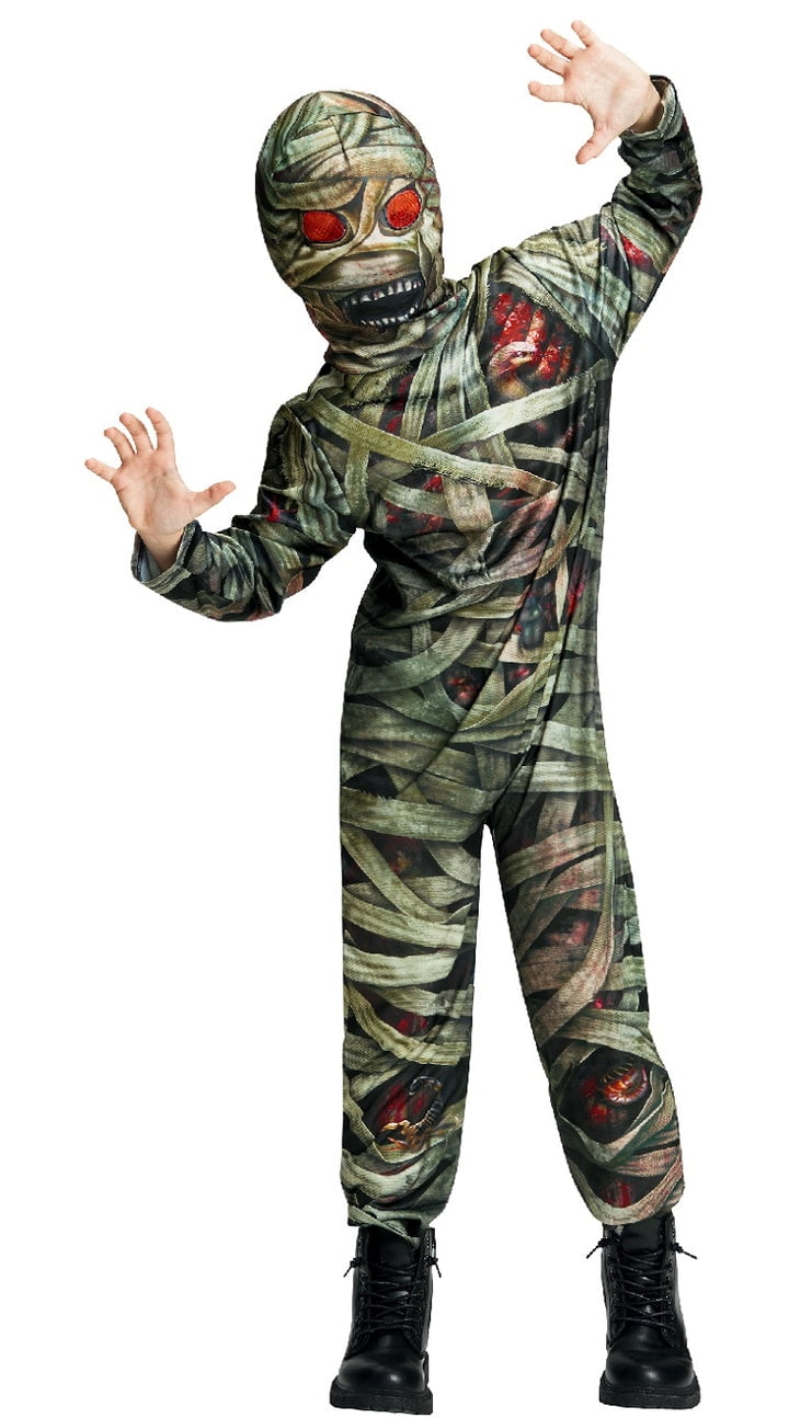 Kids Halloween Mummy Costume, Creepy Corpse Jumpsuit with Hooded Mask ...