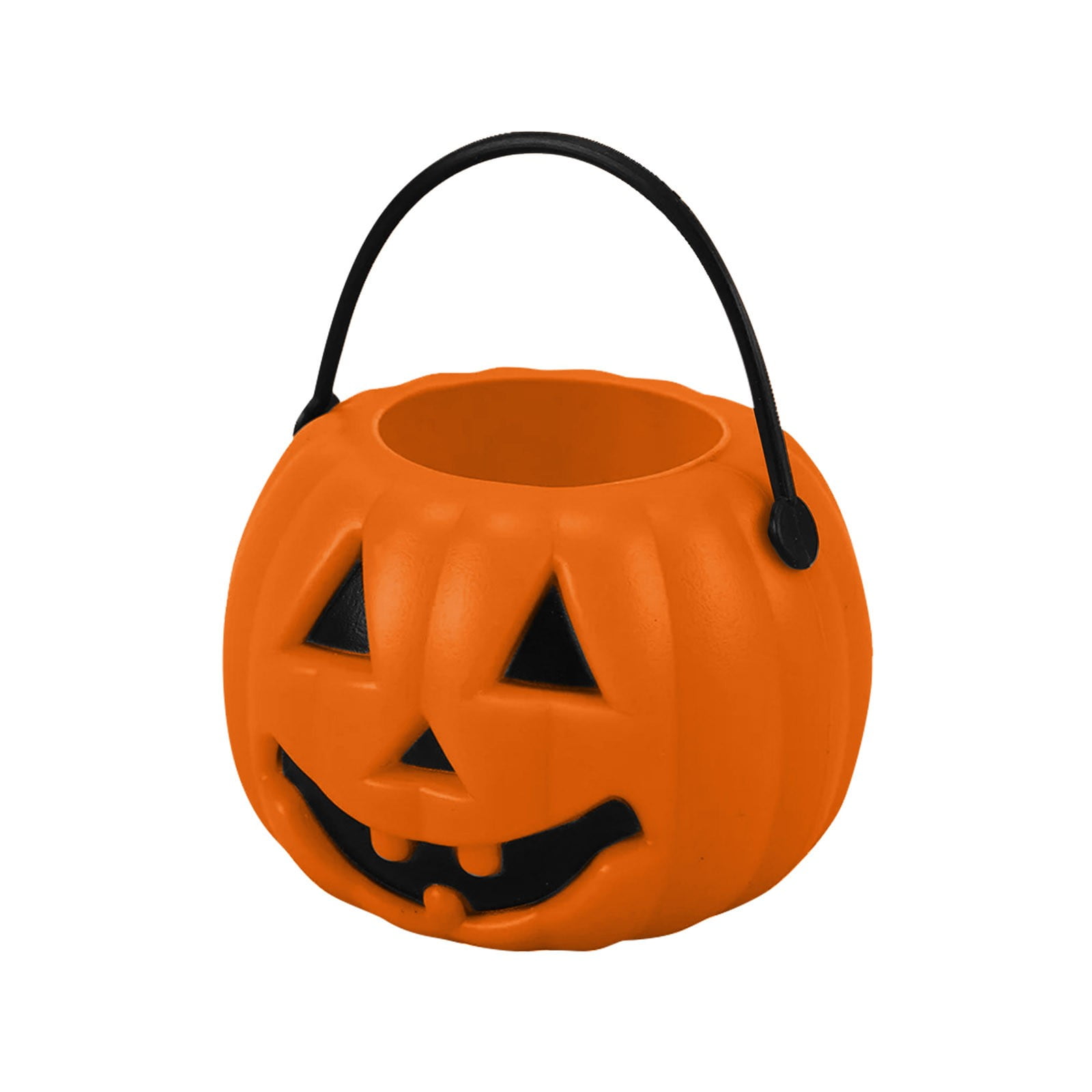 Kids Halloween Pumpkin Bucket - Durable Plastic Trick or Treat Candy Pail with Handle for ...